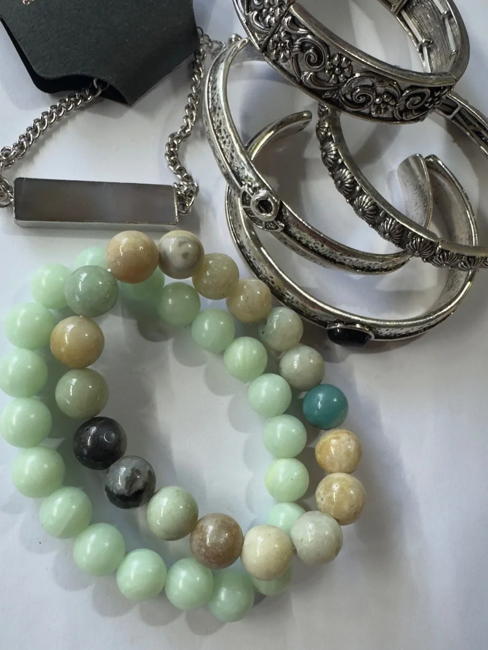 Shyanne | Jewelry | Shyanne Silvertone Bangle Stack With Mint And ...